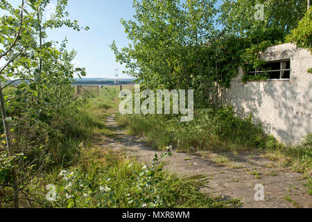 The abandoned Aust Ferry with the Severn Bridge behind, scene of the ...