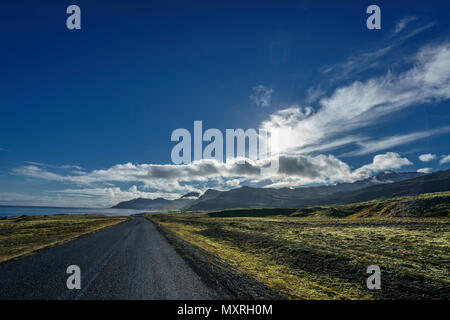 Empty Road, Vattarnes, Reydarfjordur, Eastern Iceland Stock Photo - Alamy