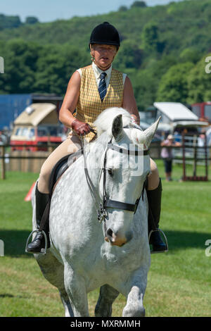 A woman riding a beautiful and large Percheron horse at a Living ...