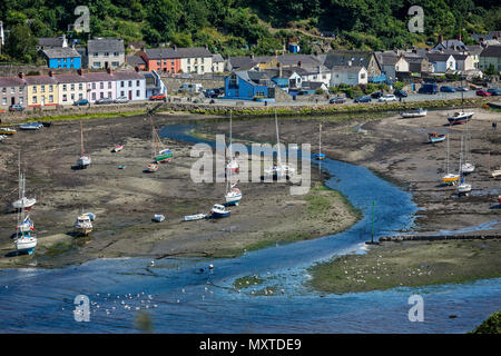 Aerial view of Fishguard harbour Pembrokeshire seascape National park ...