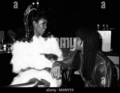 Rick James visits Mary Wilson backstage before her performance at the ...