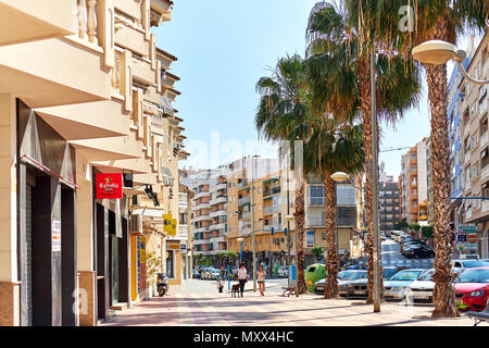 El Campello, Spain - May 22, 2018: Sandy beach and cityscape El ...