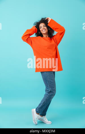 Full length photo of optimistic cute lady office assistant wear stylish ...