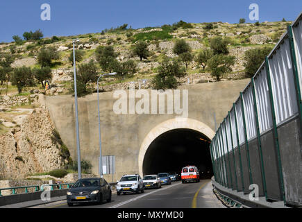 Israeli highway with wall protection in Gush Etzion, West Bank Stock ...
