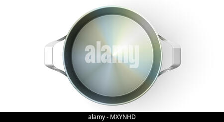 Empty cooking pot. Top view. 3D render illustration isolated on white ...