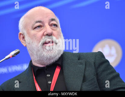 Viktor Vekselberg president of the Renova group at a conference with ...