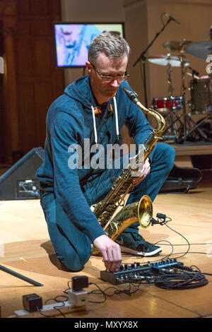 Bob Reynolds Quartet, sound check at London Saxophone Festival, Cadogan ...