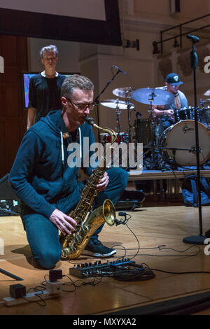 Bob Reynolds Quartet, sound check at London Saxophone Festival, Cadogan ...