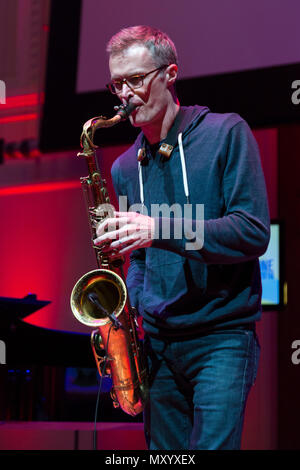 Bob Reynolds Quartet, sound check at London Saxophone Festival, Cadogan ...