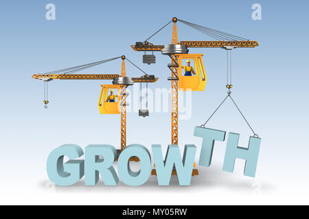 Growth concept with crane lifting letters Stock Photo - Alamy
