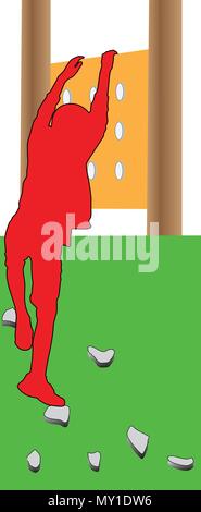 Adventure park, rope climbing center in forest with obstacles, suspended ladders and wooden ...