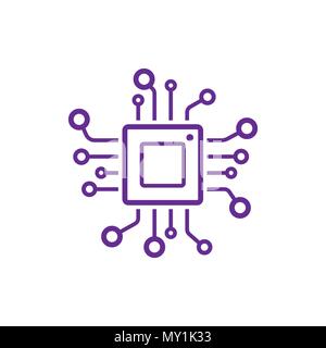 IOT AI BIG DATA MICROCHIP Vector Icon Set. Internet of things ...