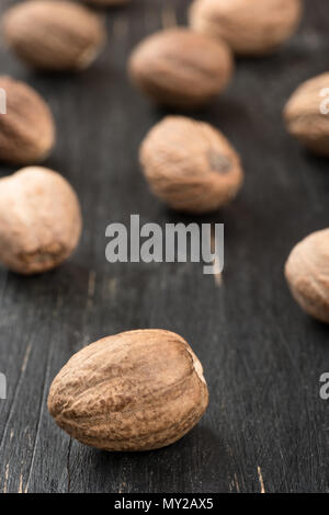Nutmeg (Myristica fragrans) an aromatic spice & major crop here, in a ...