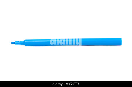 Blue felt-tip pen isolated on white background Stock Photo - Alamy