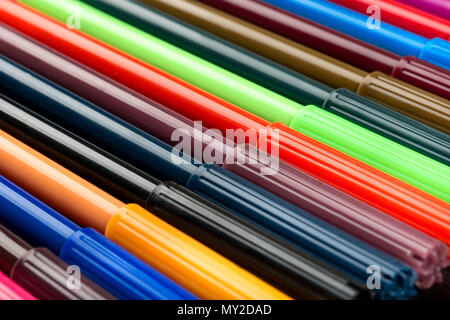 Felt tip marker pen dark colour scribble lines on white paper Stock ...