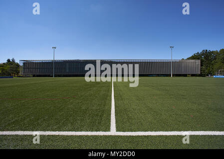 Football pitch outside at FIFA headquarters in summer sunshine Stock ...