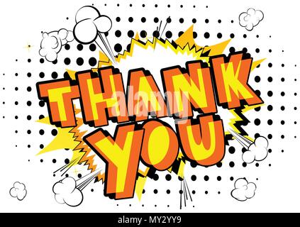Vector illustration of thank you icon with comic character face Stock ...
