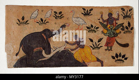 India: Vishnu Rescuing the King of the Elephants, Gajendramoksha, from ...