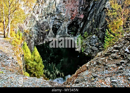 Hodge Close slate quarry disused near Consiton Lake District England ...