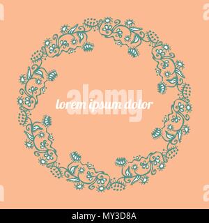 Hand drawn doodle style wreath from peony flowers, with polygonal ...