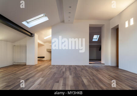 Interior nice loft, wall white, parquet floor Stock Photo - Alamy
