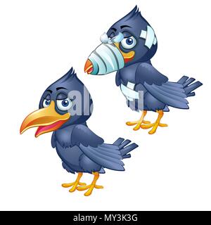 Sad crow, illustration, vector on white background Stock Vector Image ...