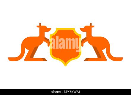 Kangaroo Shield heraldic symbol. Australia coat of arms. Australian Royal National Emblem Vector ...