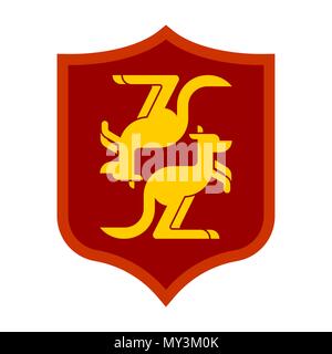 Kangaroo Shield heraldic symbol. Australia coat of arms. Australian ...