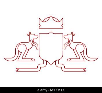 Kangaroo and Shield heraldic symbol. Australian Royal National Emblem ...
