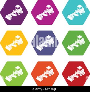 grading blade construction vehicle isometric icon vector illustration ...