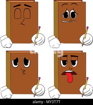 Note book cartoon character with sad expression. Vector illustration ...