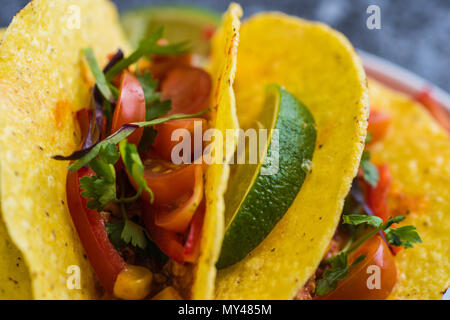 Colorful Mexican Tacos in Shells on Gray Background Stock Photo - Alamy