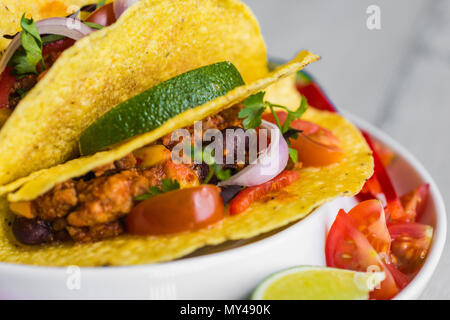Colorful Mexican Tacos in Shells on Gray Background Stock Photo - Alamy