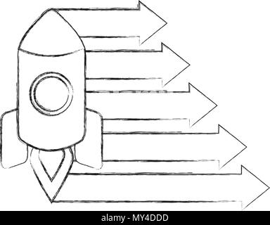 rocket with arrows growth isolated icons vector illustration design ...