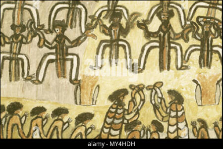 Figures in possum skin cloaks 1898 by William Barak Stock Photo - Alamy