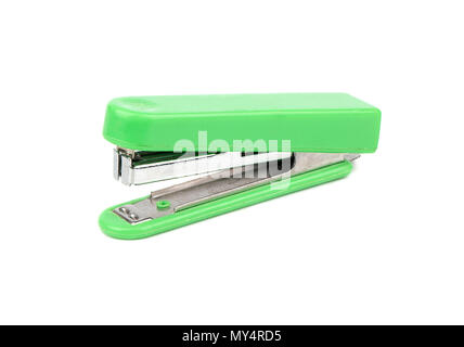Green office stapler isolated on white background Stock Photo - Alamy
