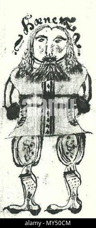 . An illustration of the Norse god Hœnir, from an Icelandic 17th ...