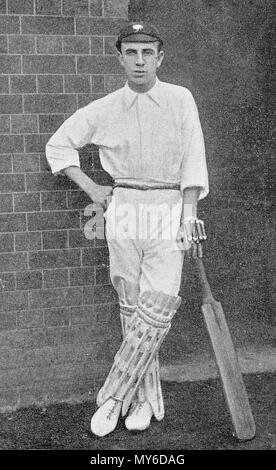 . English: Scan of cricketer David Denton . 1896. Photo by E Hawkins of ...