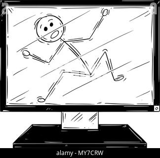 Cartoon of Man or Businessman Trapped Inside His Mobile Phone Stock ...