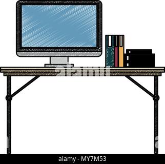 Computer in desk scribble Stock Vector Image & Art - Alamy