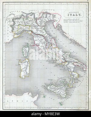 . English: This is an 1845 Map of Italy in the days of the Roman Empire ...