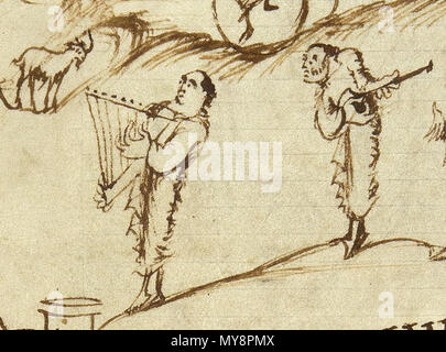Utrechts-Psalter PSALM-91 harp and cythara Stock Photo - Alamy