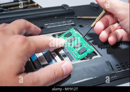 Self install RAM circuit in computer labtop Stock Photo - Alamy