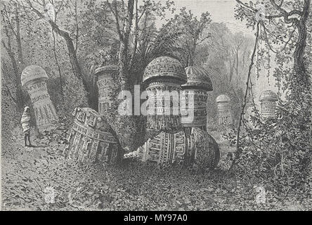 . English: 'Ruins of an Ahom temple at Dinajpur, Upper Assam,' a wood ...