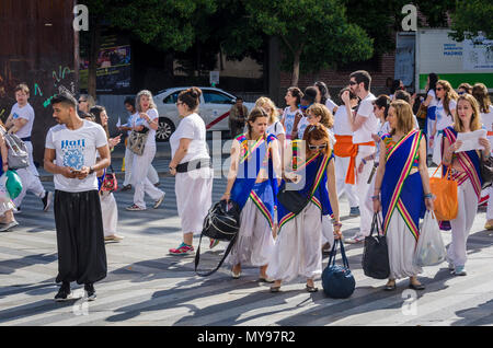 Madrid, Spain, 3 th June. Celebration of Holi Madrid in Luna square ...