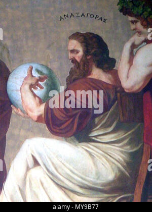 . English: Detail of the right-hand facade fresco, showing Aristotle ...