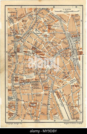 Antique map carte plan plattegrond centrum Gand Gent Belgiơ3AB 1914 ...