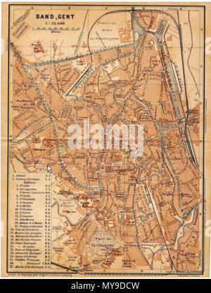 44 Antique map plattegrond carte Gand Gent België 1905 Stock Photo - Alamy