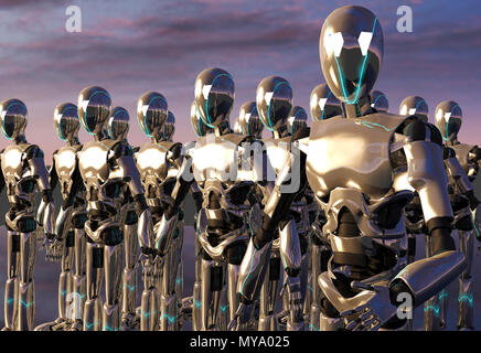 Army robot, armed forces cyborg, military android soldier shooting gun ...