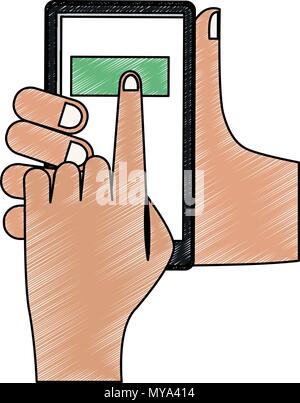 Hand using smartphone scribble Stock Vector Image & Art - Alamy